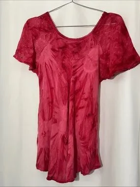 Advance Apparels | Tops | Advance Apparels Burgundy Tiedye Laceup Short ...
